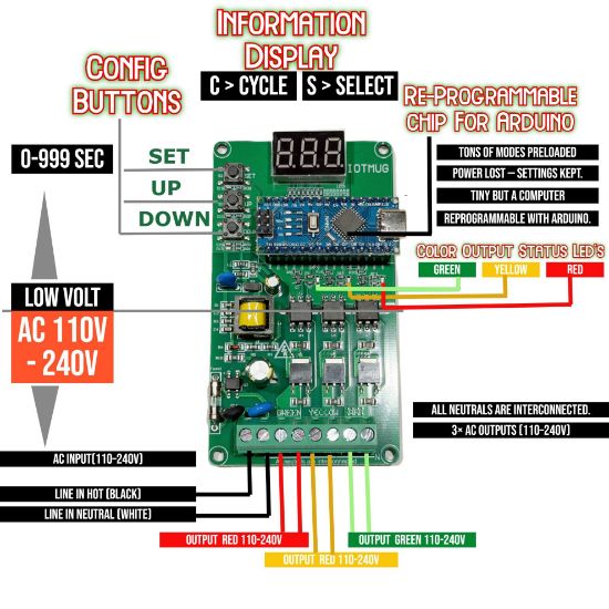 Traffic Light Controller Sequencer Changer 3 Channel 110/240V AC Loaded ...